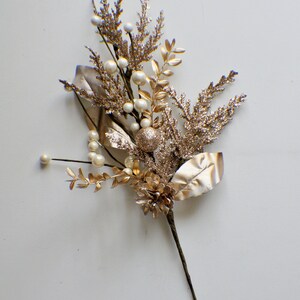 Golden Juniper Spray, Golden Floral Spray Metallic Pine Spray Spray ...