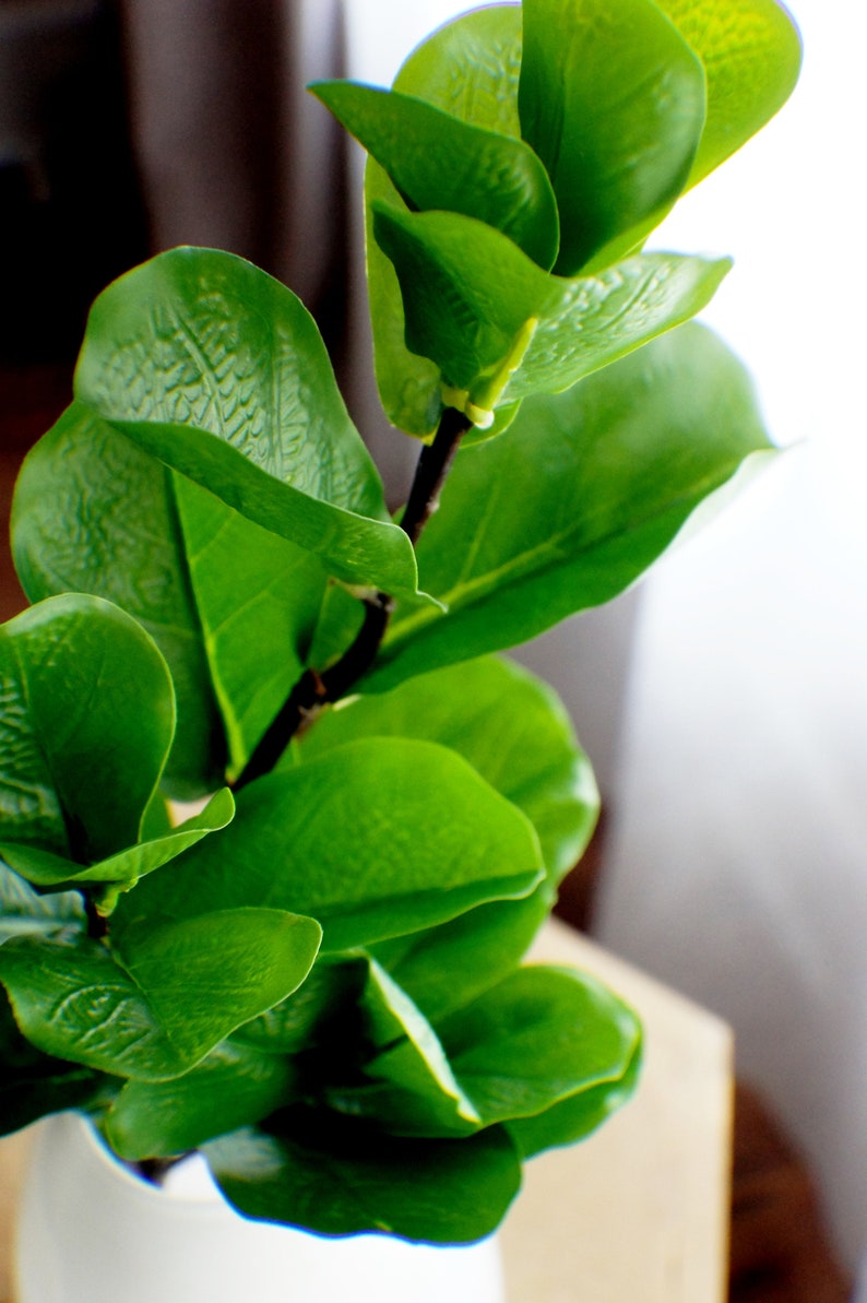 18" Fiddle Leaf Fig Stem, Artificial Greenery, Faux Fig Spray ...