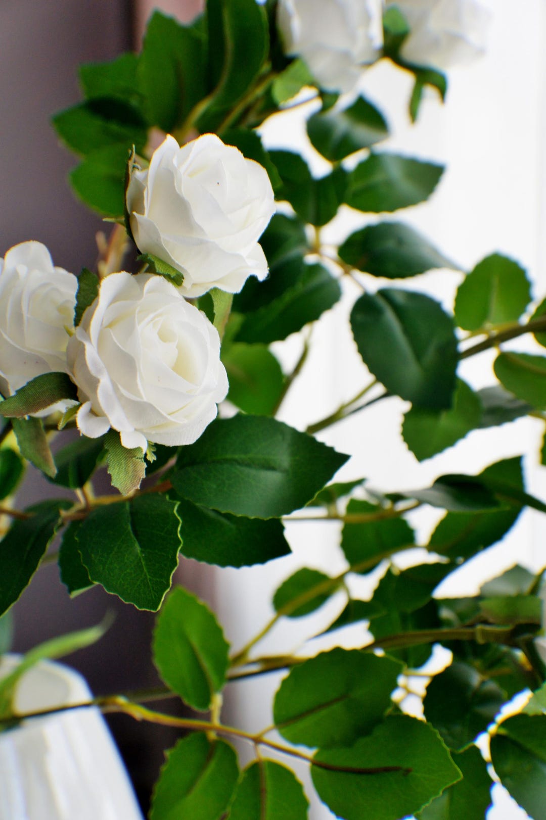 25" White Rose Stem, White Silk Artificial Flowers, DIY Wedding Flowers ...