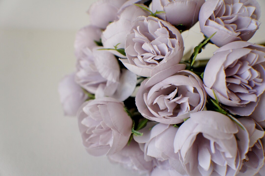 11" Dusty Lavender Ranunculus Bunch, Artificial Silk Flowers, Spring ...