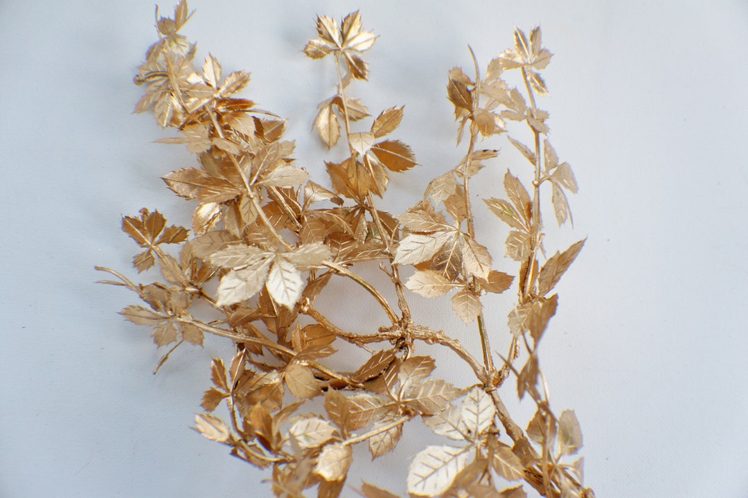 Wedding Golden Leaf Spray, Golden Floral Spray Metallic Shiny Leaf ...