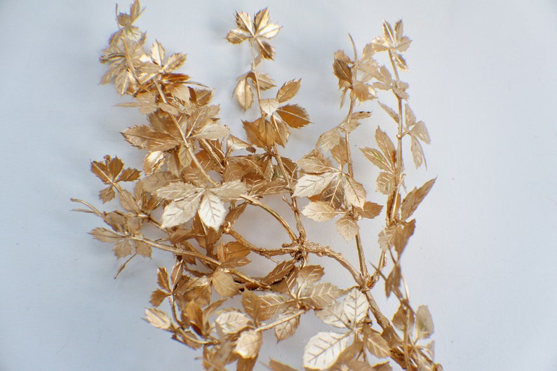 Wedding Golden Leaf Spray Golden Floral Spray Metallic Shiny - Etsy