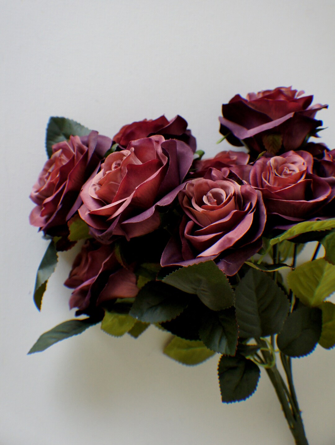 Burgundy Roses Bunch, Bordeaux Roses, Silk Artificial Flowers, DIY ...