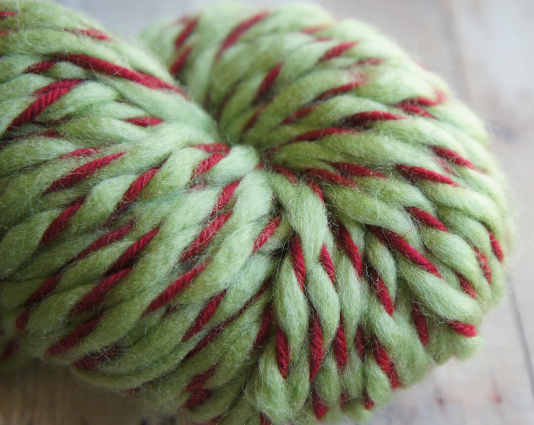 Christmas Tradition, Hand Dyed Yarn Hand Plyed Yarn in Green and Red, 2 ...
