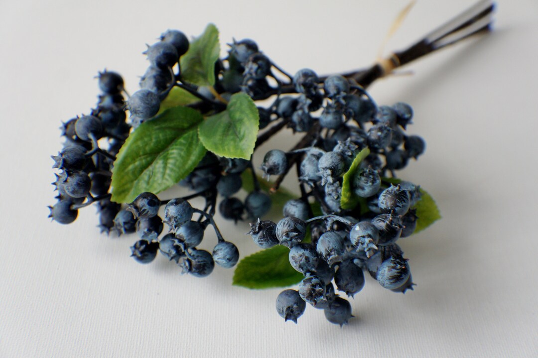 Artificial Blue Berry Bunch, Stem, Pick, Vase Filler, Christmas ...