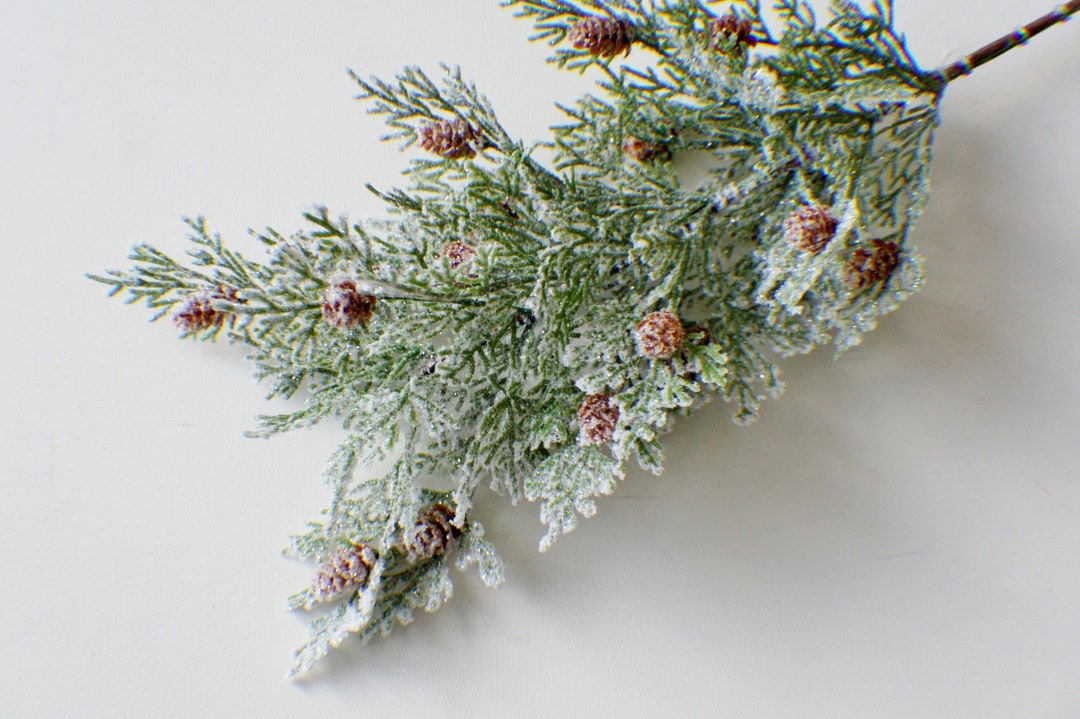 Frosted Pine Spray With Pine Cones, Stem Pick, Vase Filler Christmas ...