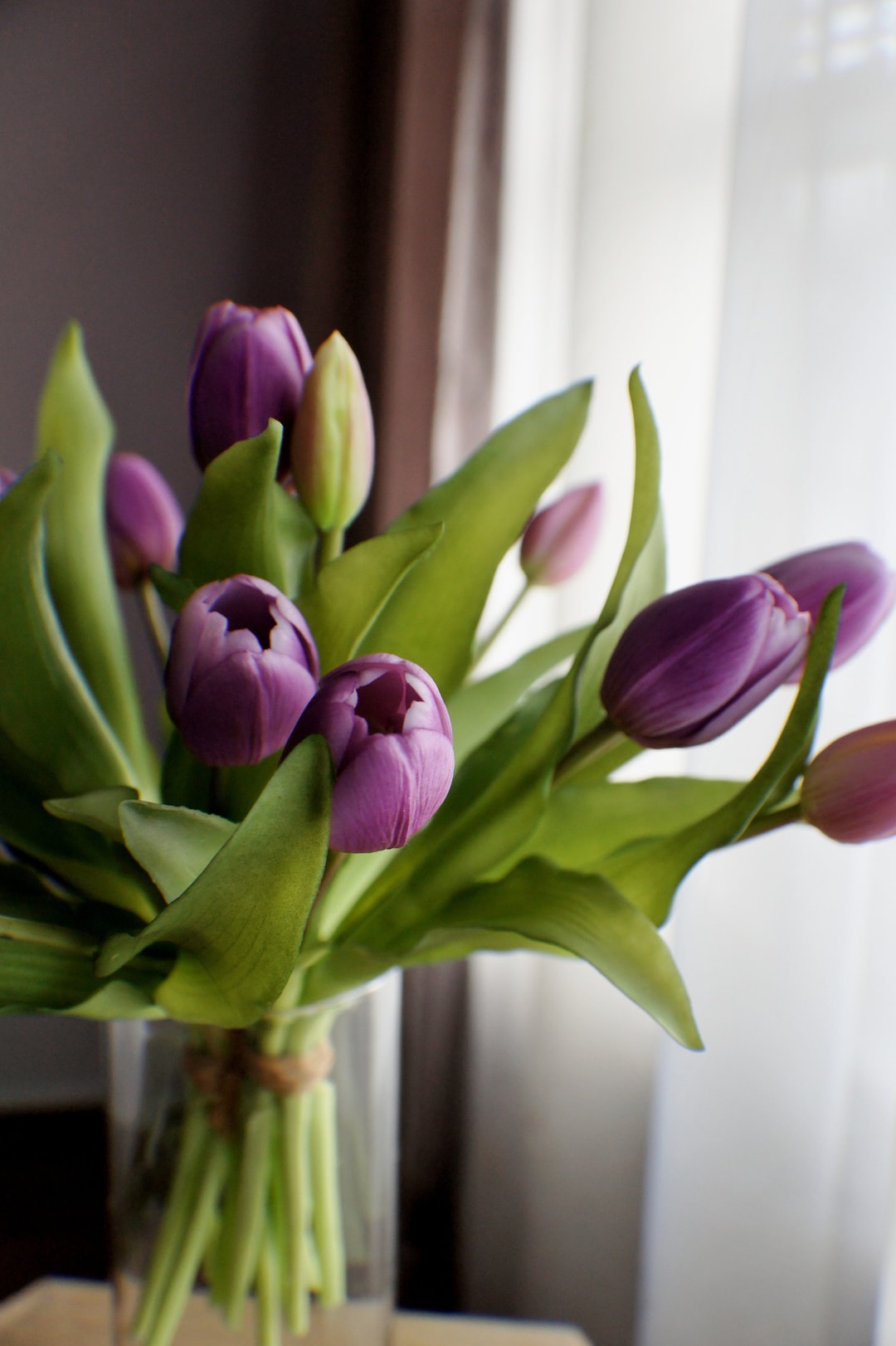 Real Touch Purple Tulips, Bunch of 7 Artificial Flowers, DIY Wedding ...