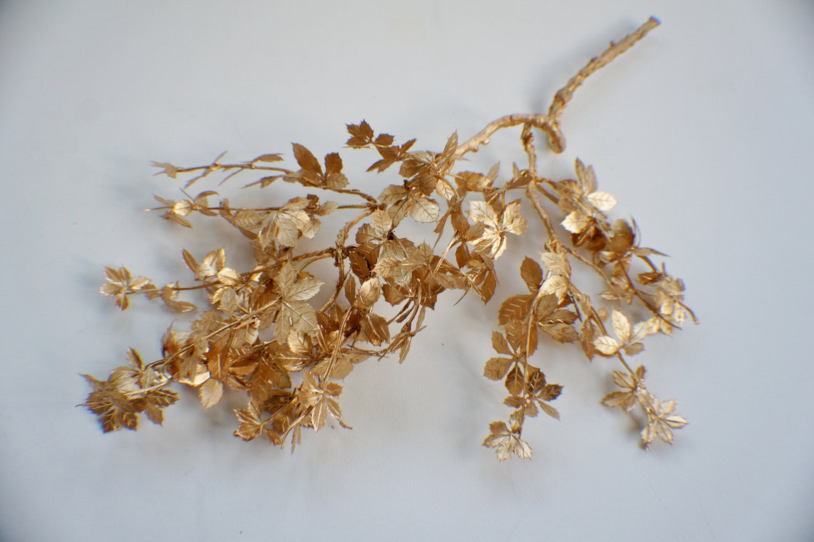 Wedding Golden Leaf Spray Golden Floral Spray Metallic Shiny - Etsy