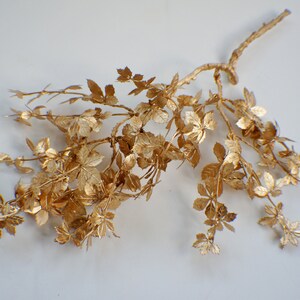 Wedding Golden Leaf Spray, Golden Floral Spray Metallic Shiny Leaf ...