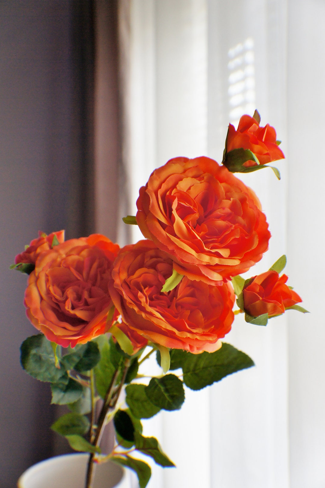 Orange Rose Stem, Dark Red Rose Spray, Artificial Flowers DIY Wedding ...
