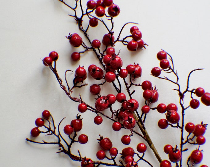 18" Red Berry Weather Resistant Spray, Berry Stem, Vase Filler ...
