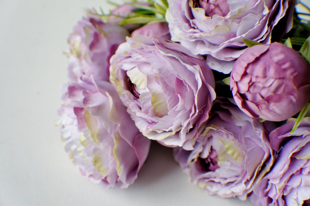 16" Mauve Purple Ranunculus Bush, Artificial Silk Flowers, Spring ...