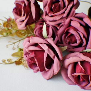 Dark Red Roses Bunch, Bordeaux Roses, Silk Artificial Flowers, DIY ...