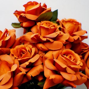 9 Orange Roses Bunch, Rustic Orange Silk Artificial Flowers, DIY ...