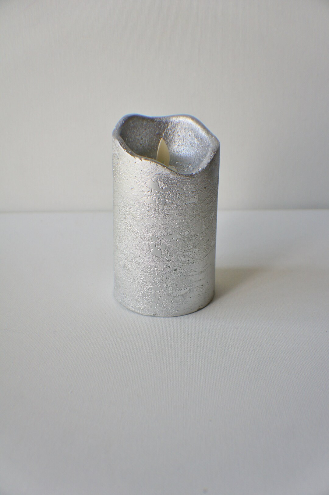 Silver LED Candle, Different Heights Silver Candles, Moving Flame LED ...