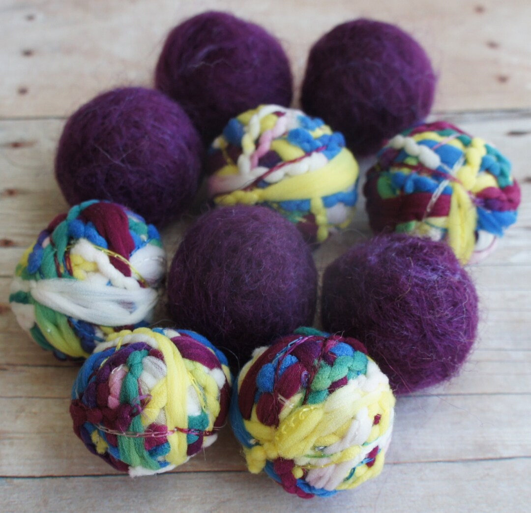 Felt Beads, Extra Large Beads, Purple Shades Beads, Felt Balls Felt ...