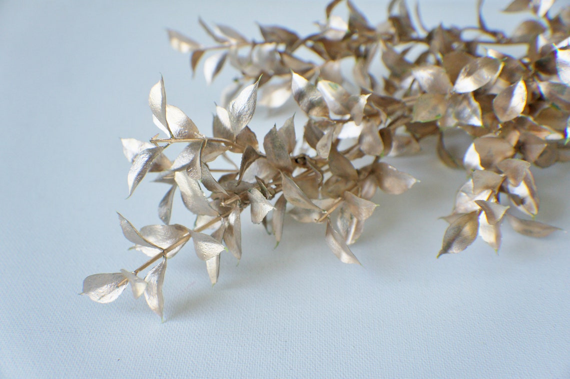Wedding Golden Leaf Spray, Golden Floral Spray Metallic Shiny Leaf ...
