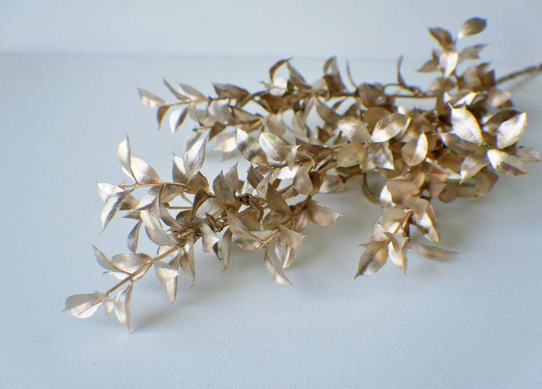 Wedding Golden Leaf Spray, Golden Floral Spray Metallic Shiny Leaf ...