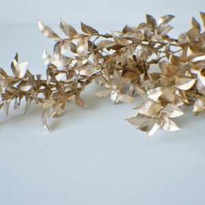 Wedding Golden Leaf Spray, Golden Floral Spray Metallic Shiny Leaf ...