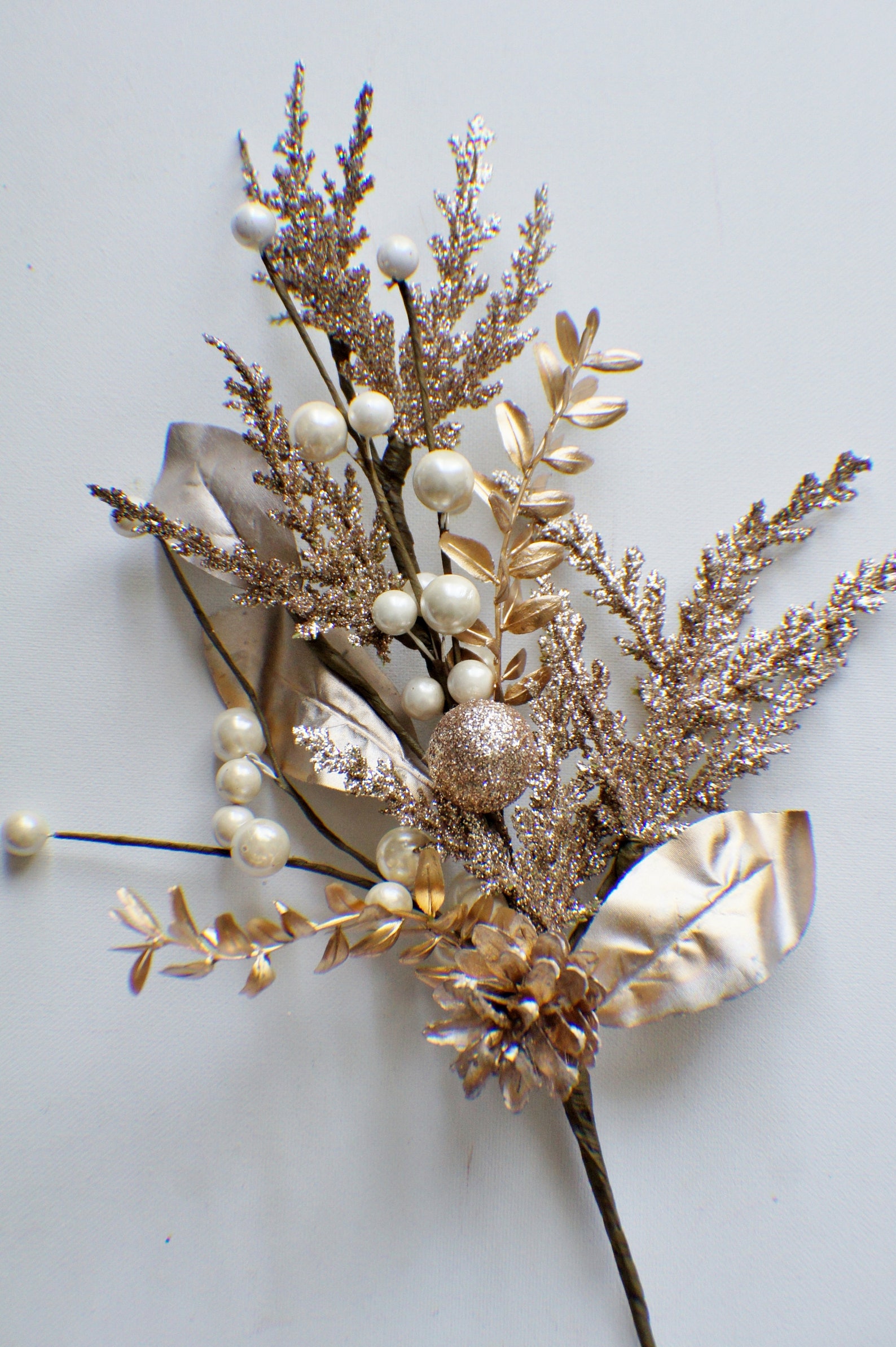 Golden Juniper Spray, Golden Floral Spray Metallic Pine Spray Spray ...