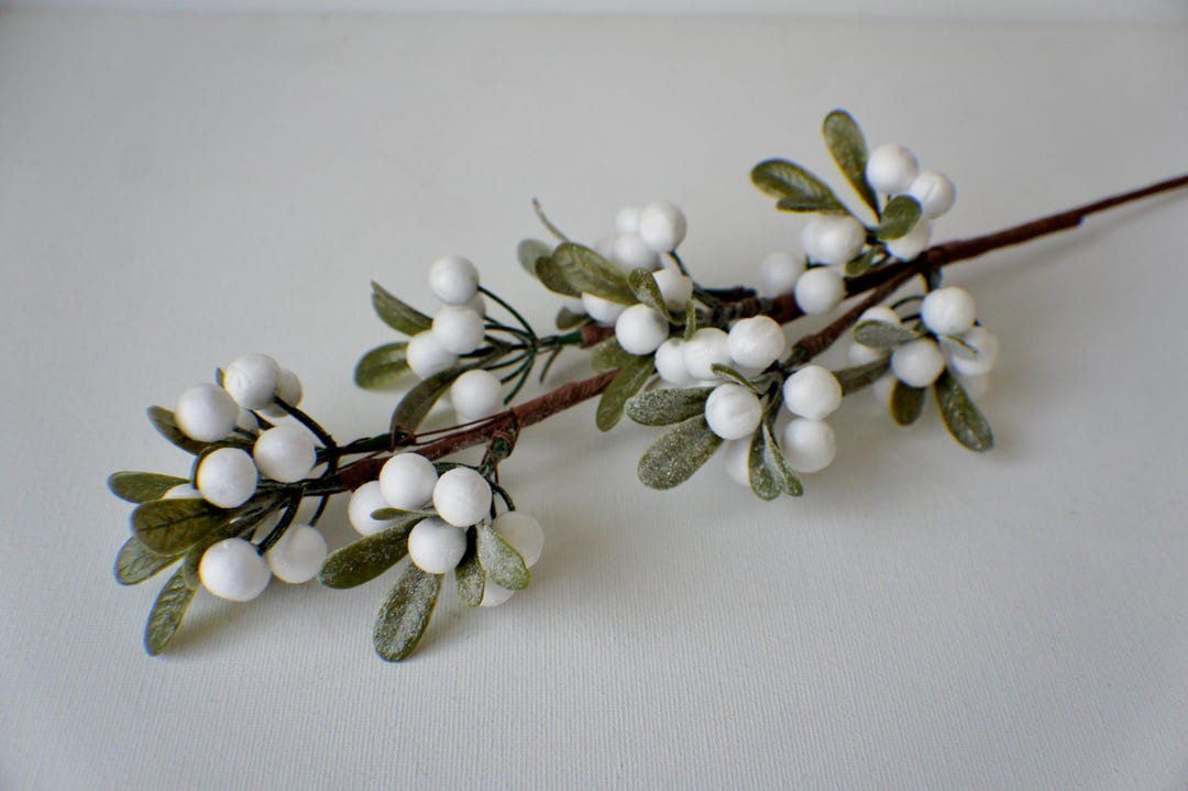 16" Frosted Mistletoe Spray Artificial Christmas Stem Christmas ...