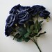 9 Navy Blue Roses Bunch, Dark Blue Silk Artificial Flowers, DIY Wedding ...