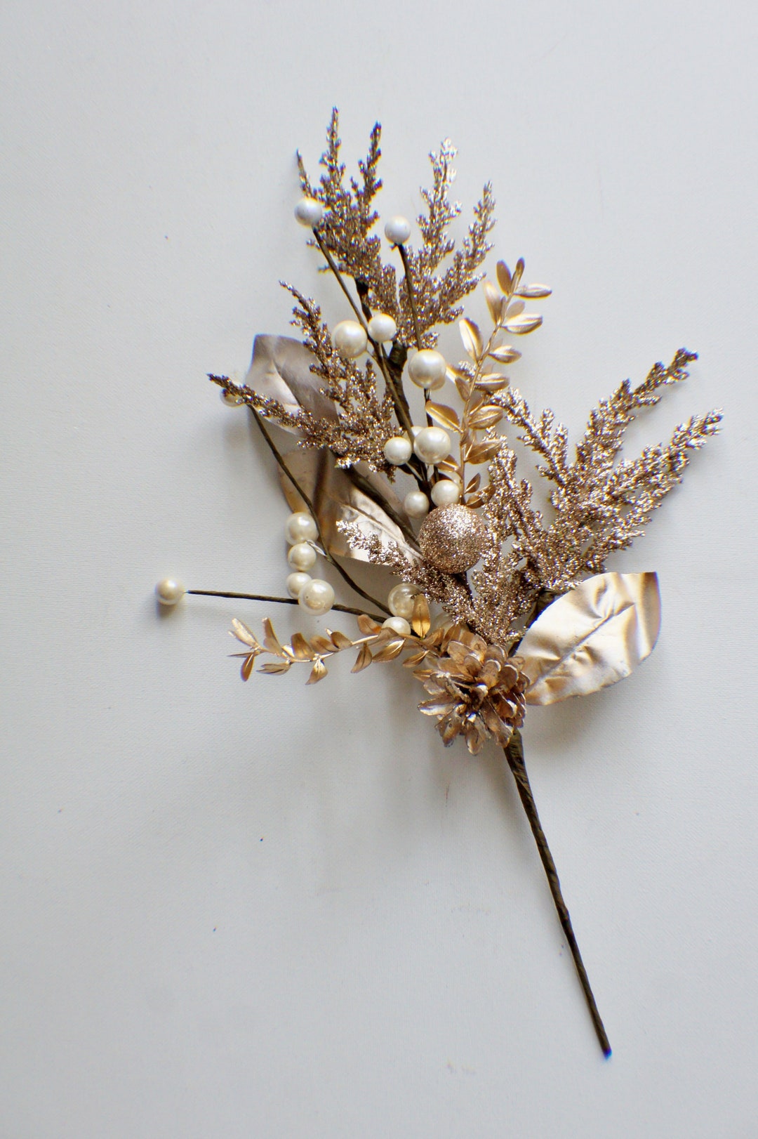 Golden Juniper Spray, Golden Floral Spray Metallic Pine Spray Spray ...