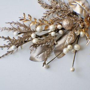 Golden Juniper Spray, Golden Floral Spray Metallic Pine Spray Spray ...