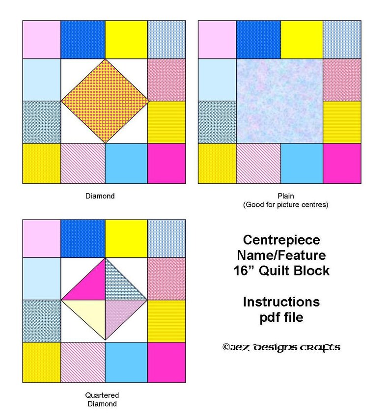 Centerpiece Block Name PDF Tutorial 16 Inch Quilt Block 3 - Etsy