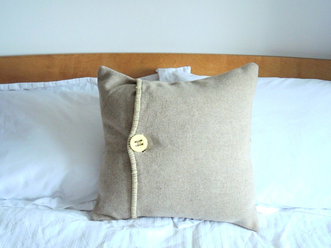 Blanket Upcycled Cushion Cover 18 Ins 45cm -cosy Oatmeal Beige Yellow ...