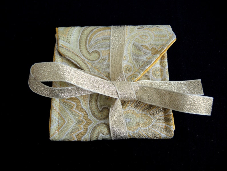 Large Luxury Travel Sewing Kit in Silk gold Paisley Sudbury | Etsy