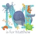 Sea Life Letter Art Print, Children's Kids Baby Initial Illustration ...