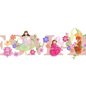 Princess Name Illustration Print Children's Kids Baby Shower Girls ...