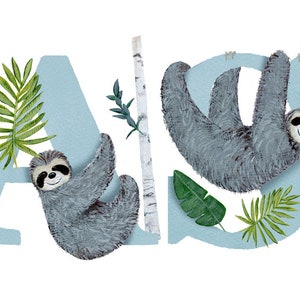 Sloth Bedroom Door Sign Sloths Animal Name Plaque Childrens Kids Room ...