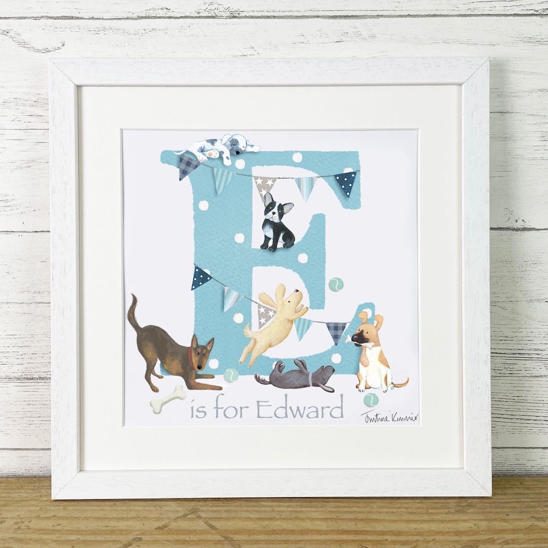 Puppy Dog Puppies Letter Art Print Children Kids New Baby Animal Pet ...