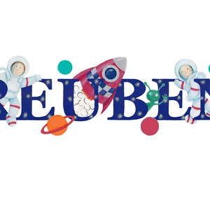 Space Name Illustration Print Rocket Spaceman Children Kids New Baby ...