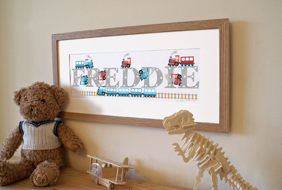 Train Name Illustration Print Steam Railway Transport Children Kids New ...