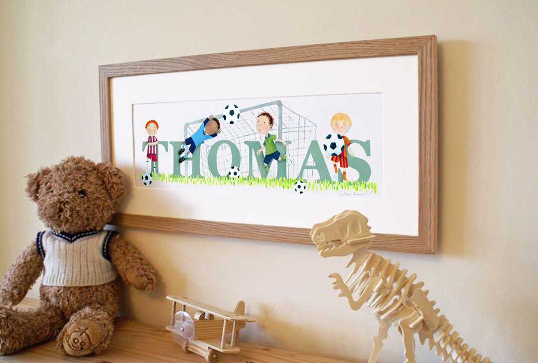 Football Soccer Name Illustration Print Childrens Kids Baby Shower ...