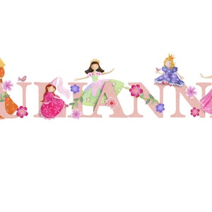 Princess Name Illustration Print Children's Kids Baby Shower Girls ...