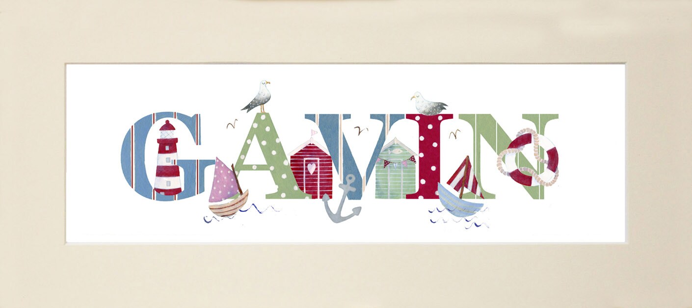 Seaside Illustrated Name Print