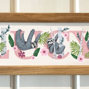 Sloth Bedroom Door Sign Sloths Animal Name Plaque Childrens Kids Room ...