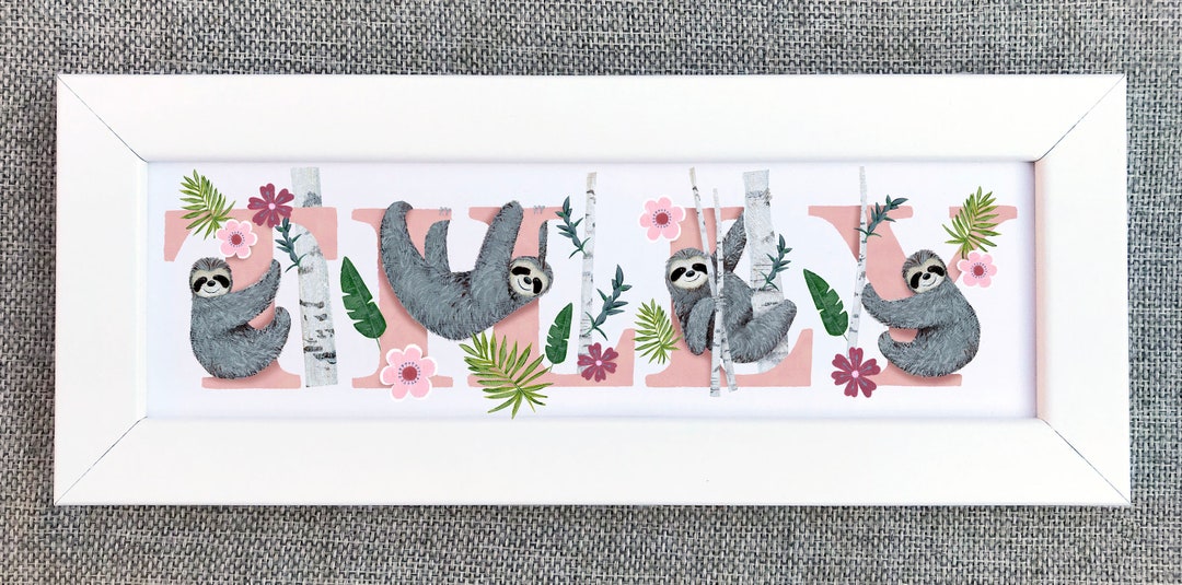 Sloth Bedroom Door Sign Sloths Animal Name Plaque Childrens Kids Room ...