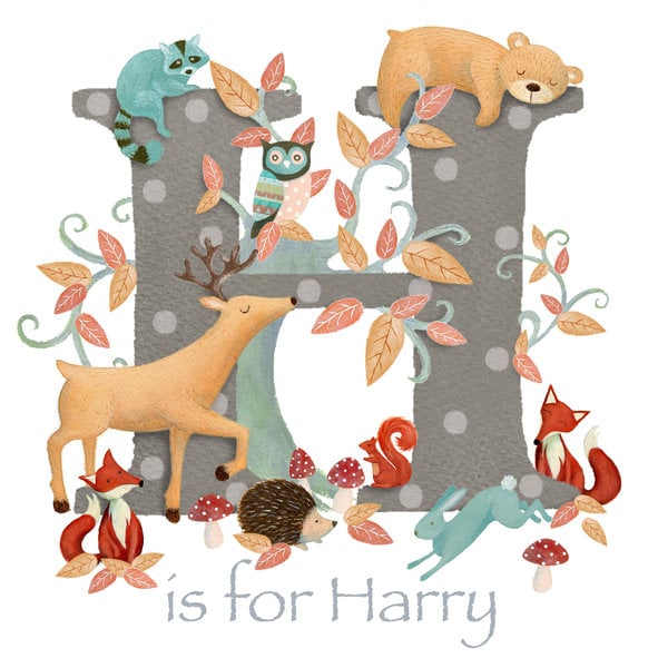 Woodland Animal Letter Art Print