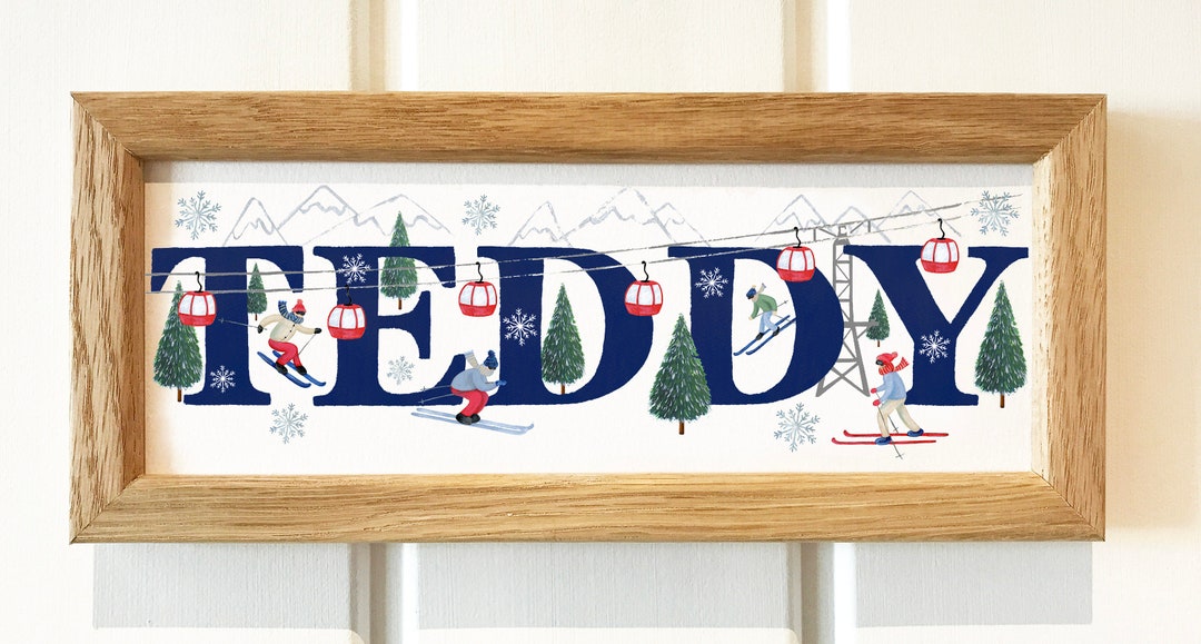 Skiing Bedroom Door Sign Plaque Ski Nursery Sign Children's Kids Winter ...