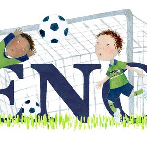 Football Soccer Name Illustration Print Childrens Kids Baby Shower ...