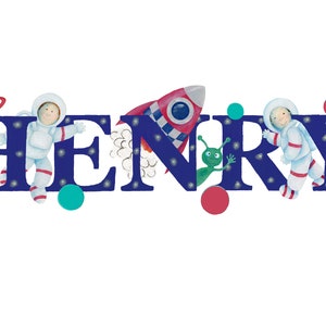 Space Name Illustration Print Rocket Spaceman Children Kids New Baby ...