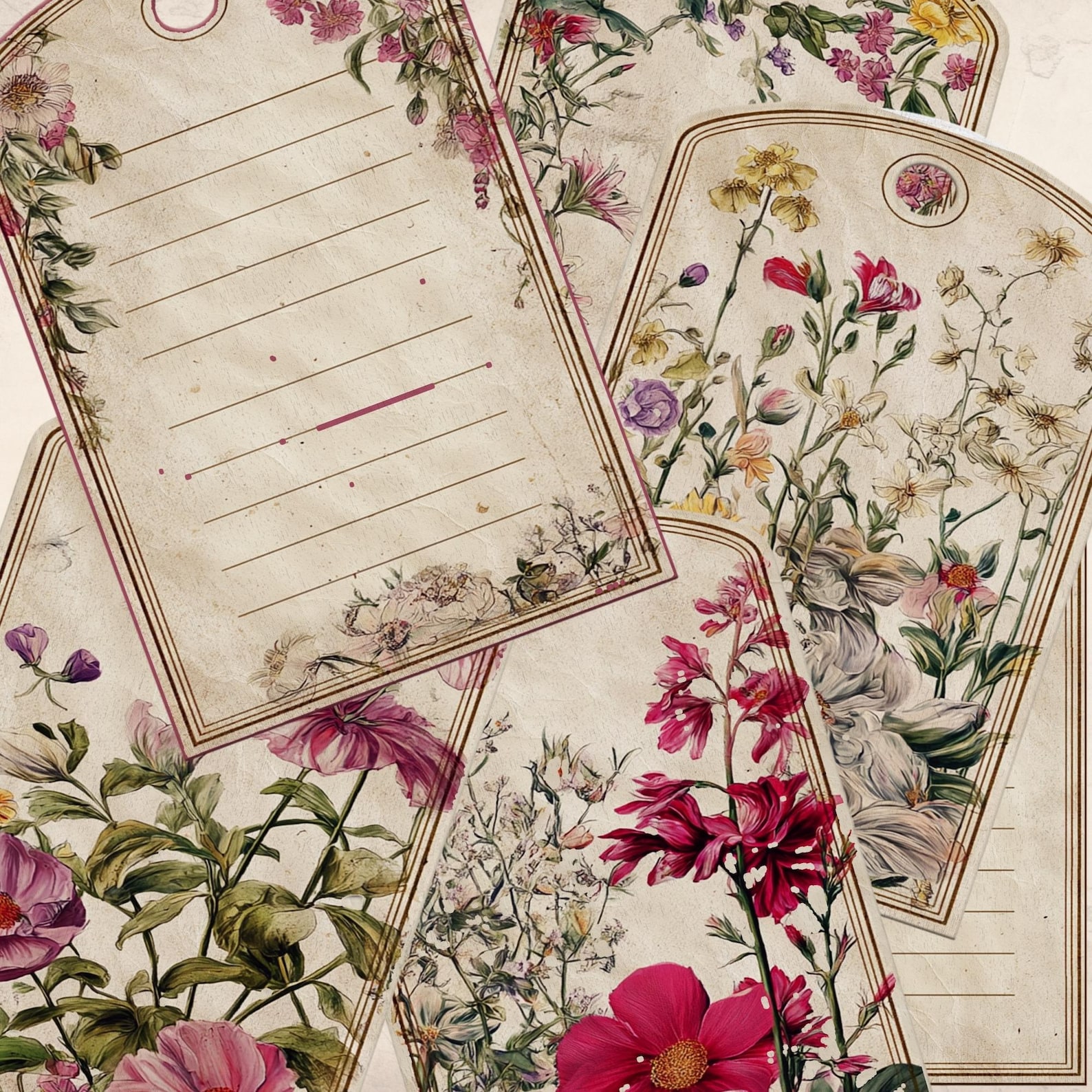 Vintage Floral Tags | Printable Labels With Flowers | Digital Download ...