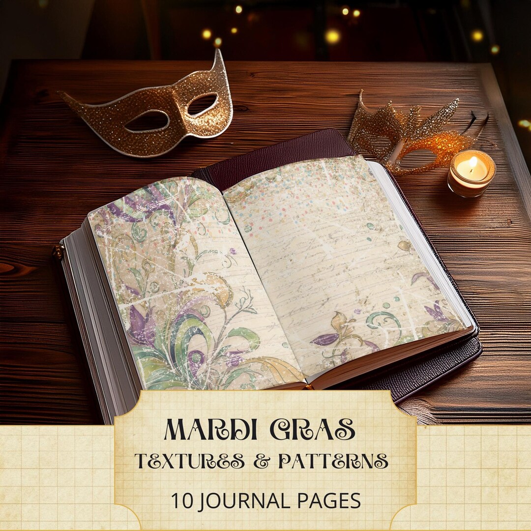 Mardi Gras Patterns & Textures | 10 Printable Junk Journal Pages ...