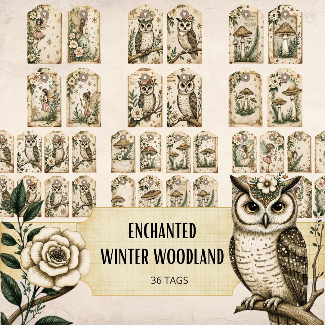 Enchanted Winter Woodland Tags | Printable With Owls & Fairies ...