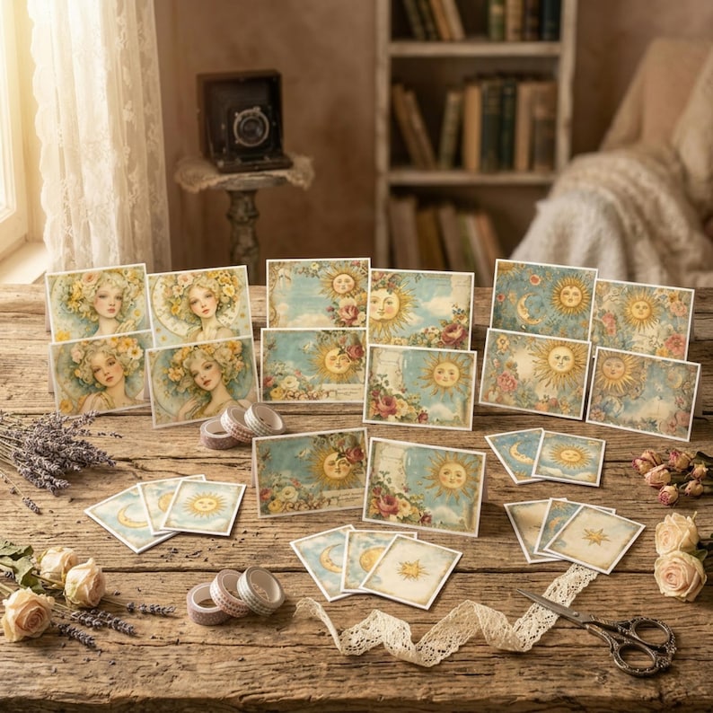 Celestial Sun Journal Cards, Sunn Godess Ephemera Kit (PDF Download) - Etsy